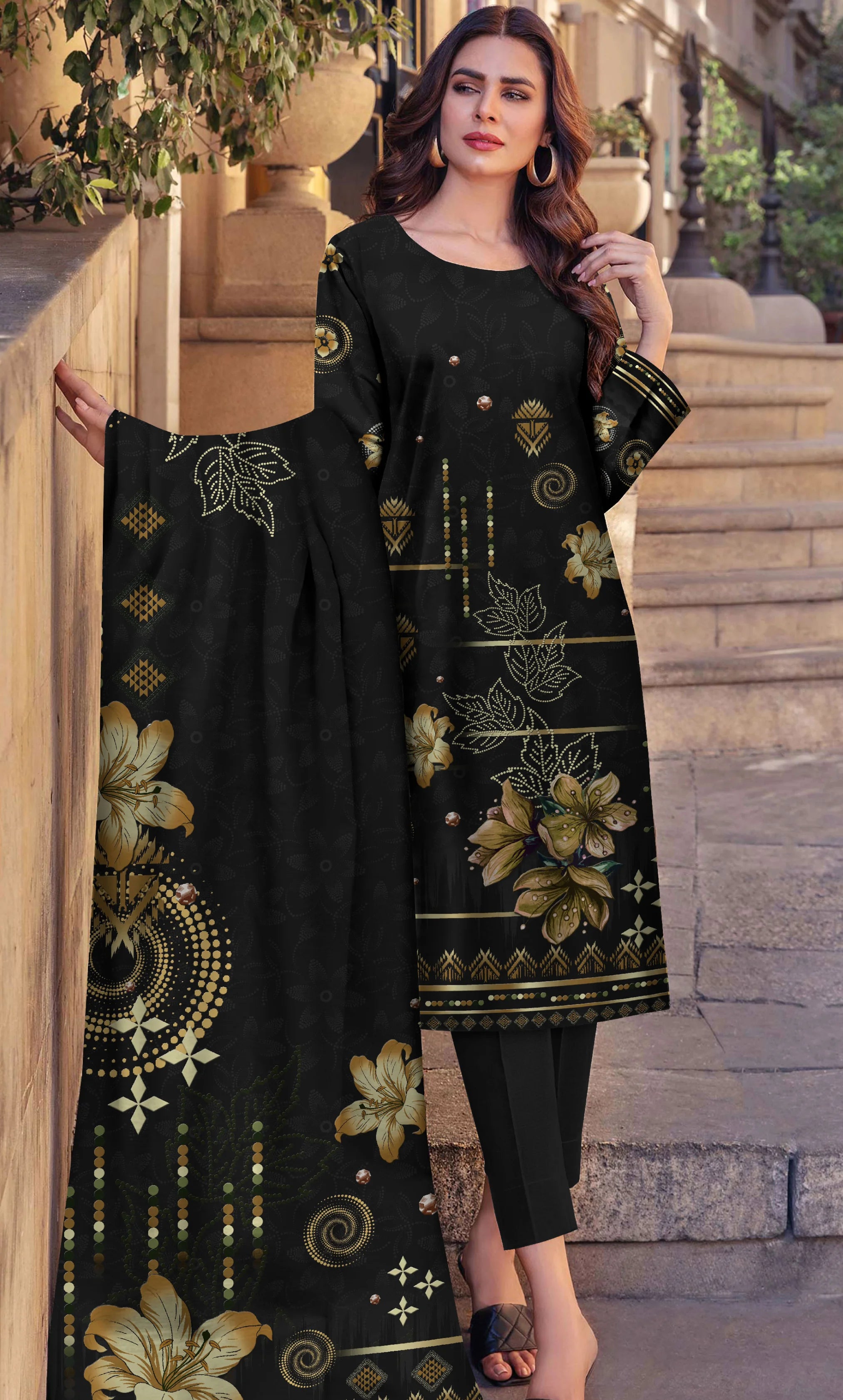 3PC Unstitched Printed Lawn Suit -DA-V5 -01 – Baya Prints